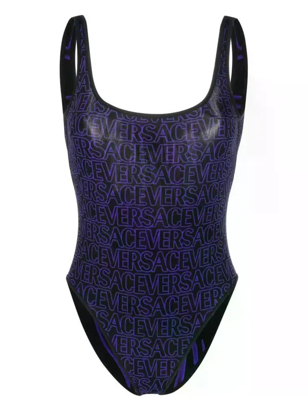 Versace Logo-print Reversible Swimsuit - Black