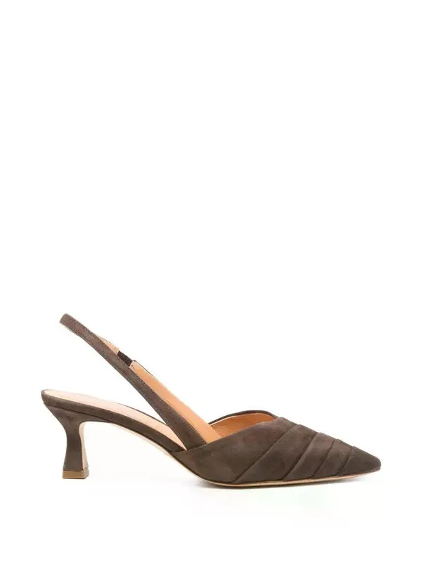 JULIE DEE Pleated Slingback Heeled Pumps - Brown