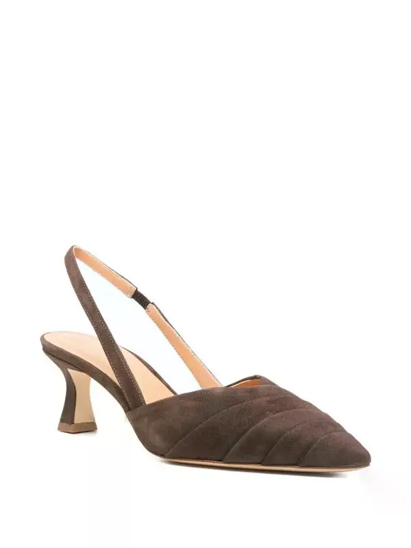 JULIE DEE Pleated Slingback Heeled Pumps - Brown