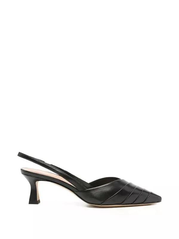JULIE DEE Slingback Pleated Heeled Pumps - Black