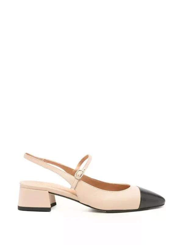 JULIE DEE Cap-toe Slingback Heeled Pumps - Neutrals