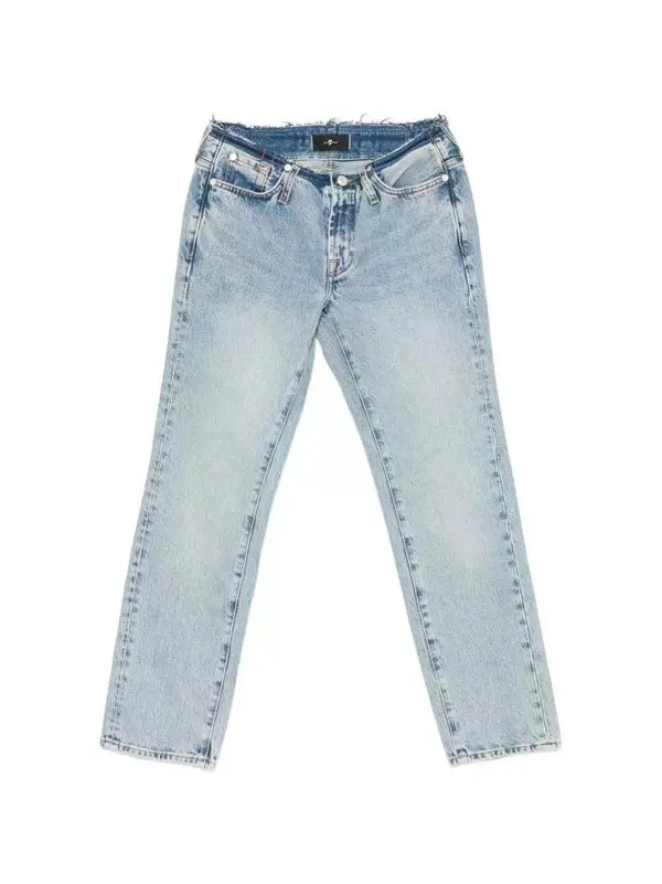 7 For All Mankind Frayed-trim Straight-leg Jeans