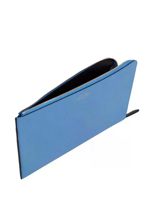 Smythson Slim Leather Pouch - Blue