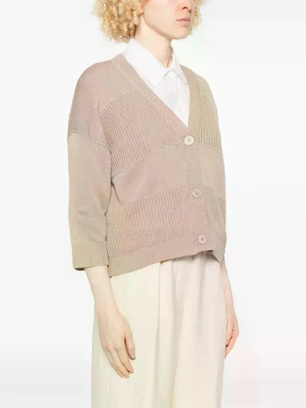 Peserico V-neck Ribbed Knit Cardigan