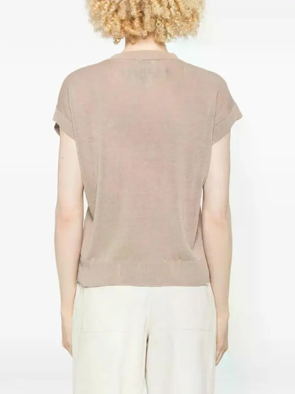Peserico Crew Neck Top With Decorative Pocket