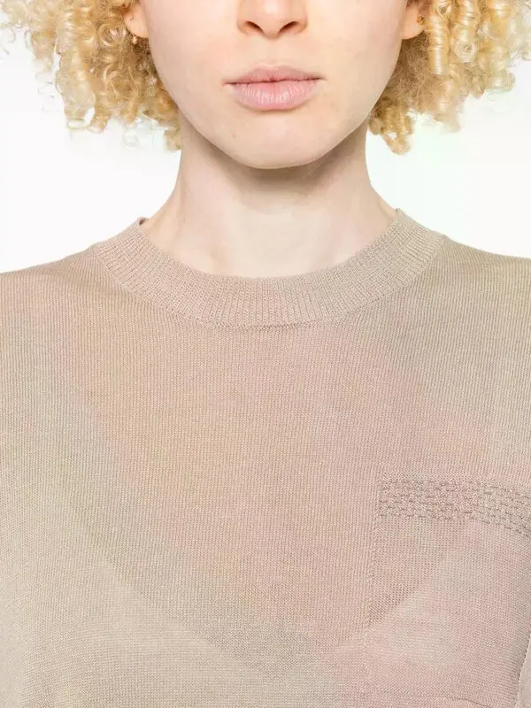 Peserico Crew Neck Top With Decorative Pocket