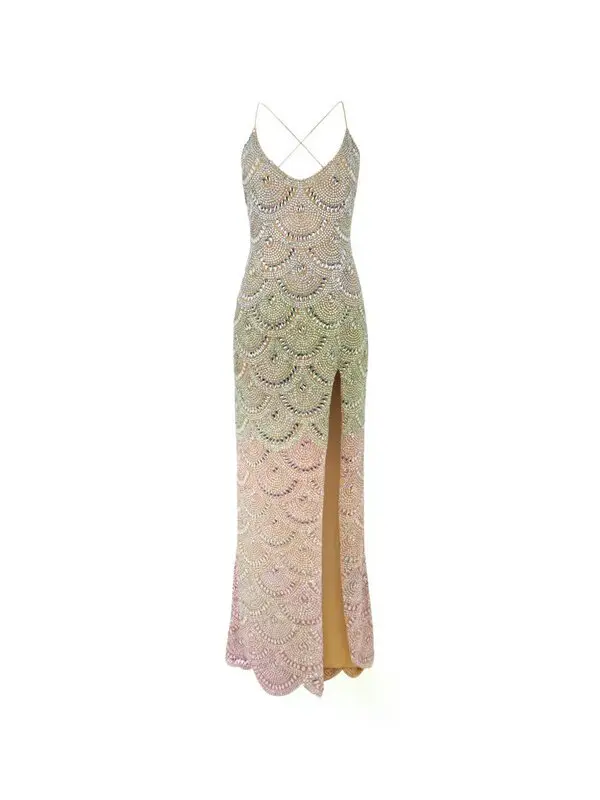 Philipp Plein Embellished Tulle Maxi Slip Dress - Green