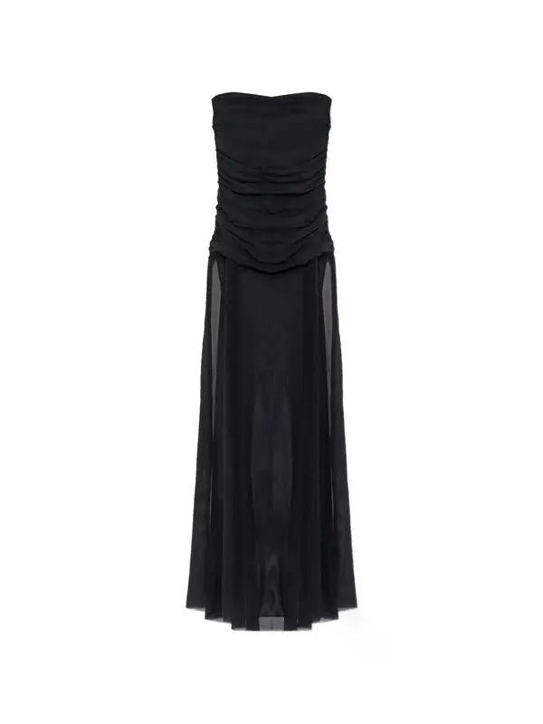 Bond Eye Ruched Bare Maxi Dress - Black