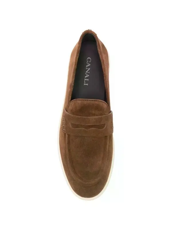 Canali Penny Strap Loafers - Brown