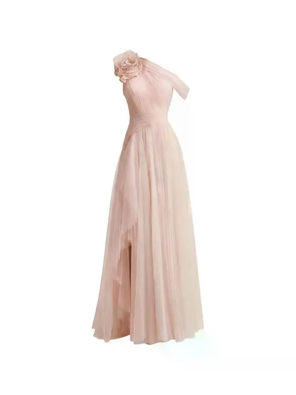 GEMY MAALOUF One-shoulder Flower Embellished Maxi Dress - Neutrals