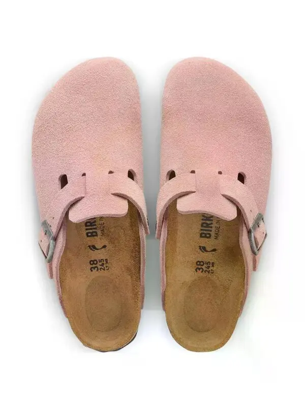 BIRKENSTOCK Boston Suede Buckled Clogs - Pink