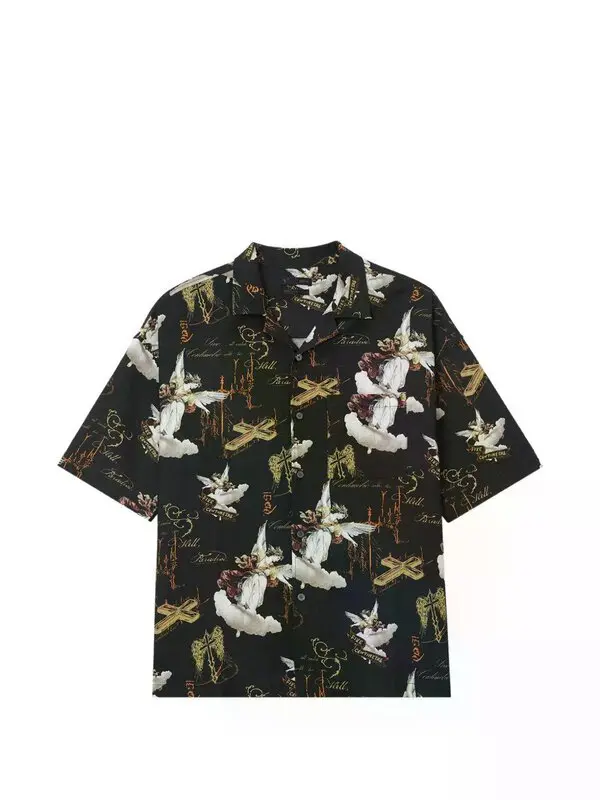 FIVE CM Short-sleeve Patterned Shirt - Black