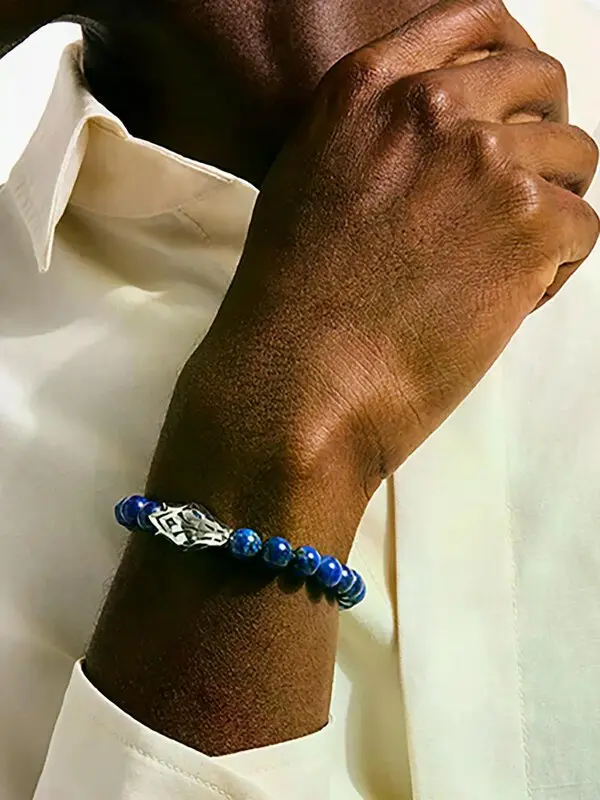 John Hardy Sterling Lapis Lazuli Naga Head Beaded Bracelet