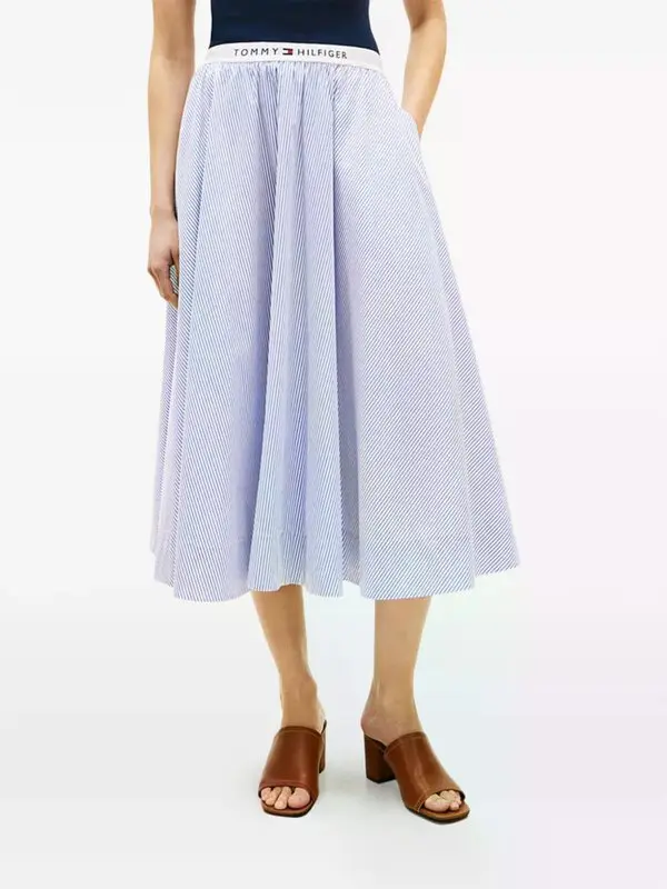 Tommy Hilfiger Striped A-line Midi Skirt
