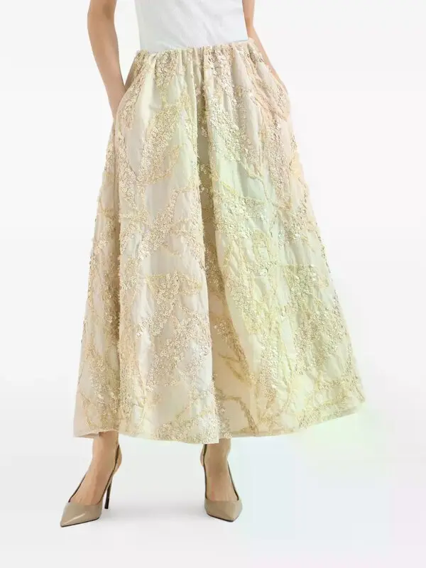 Brunello Cucinelli Embroidery Midi Skirt - Neutrals