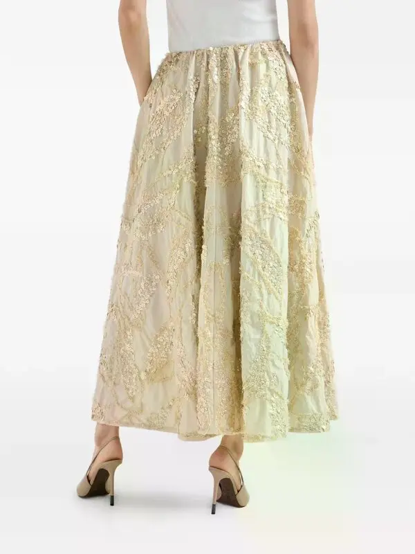 Brunello Cucinelli Embroidery Midi Skirt - Neutrals