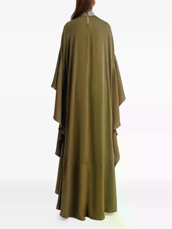 GEMY MAALOUF Beaded Collar Ruffled Maxi Dress