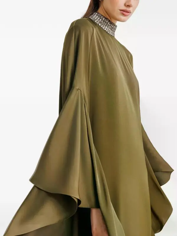 GEMY MAALOUF Beaded Collar Ruffled Maxi Dress
