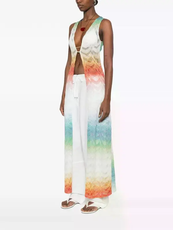 Missoni V-neck Raschel Knit Cover-up Vest - White