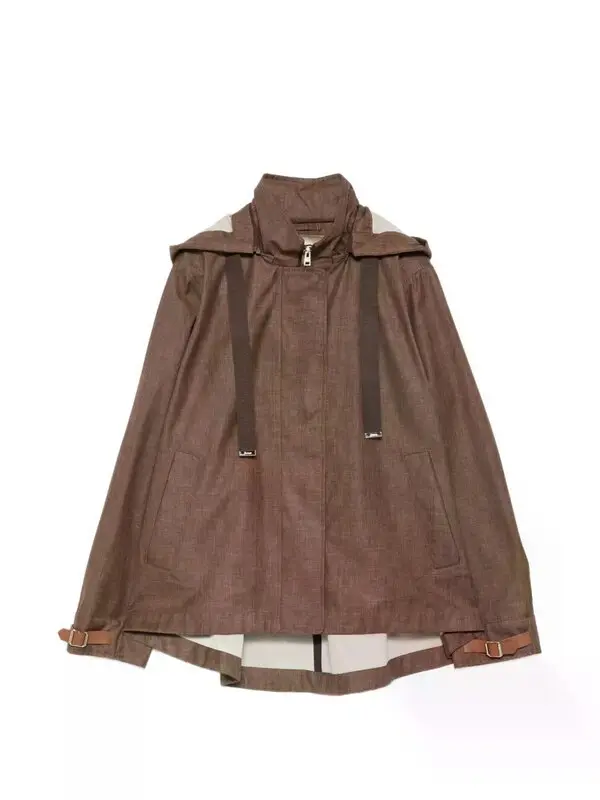 Herno Hooded Jacket With Buckle Straps - Brown