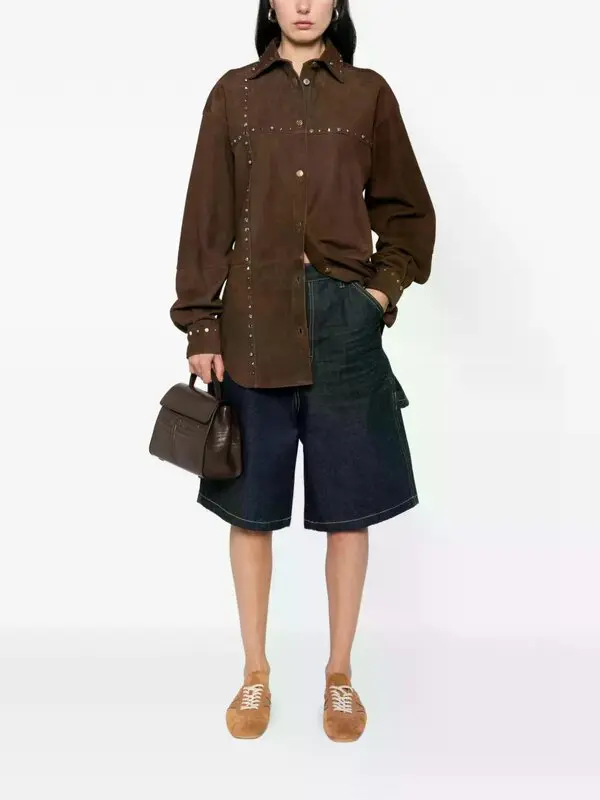 Moschino Stud-embellished Suede Shirt