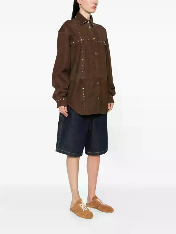 Moschino Stud-embellished Suede Shirt