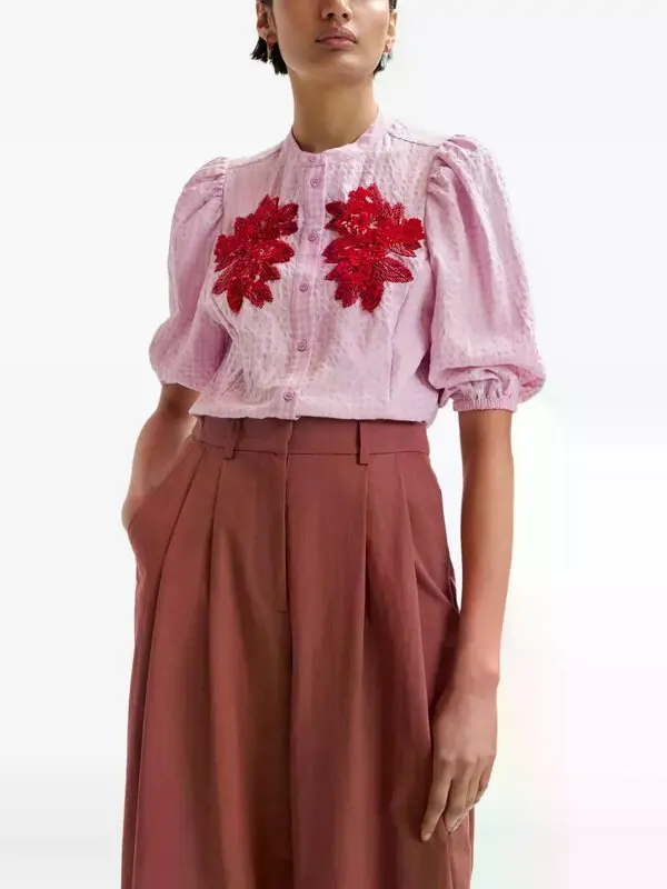 Essentiel Antwerp Floral Embellished Puff Sleeve Shirt