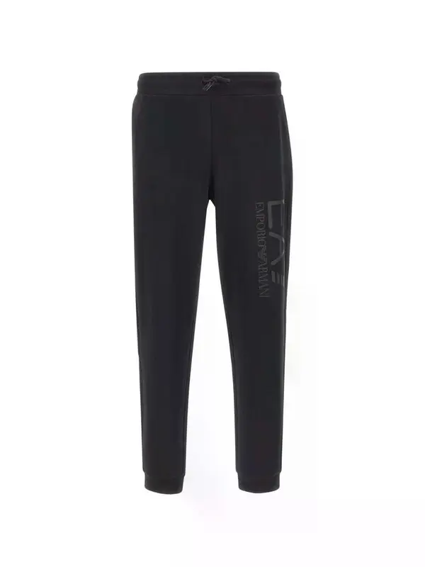 EA7 Core Identity Elasticated-waistband Logo-print Trousers - Black