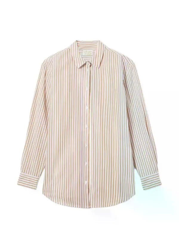 MC2 SAINT BARTH Striped Logo Embroidered Shirt - Neutrals