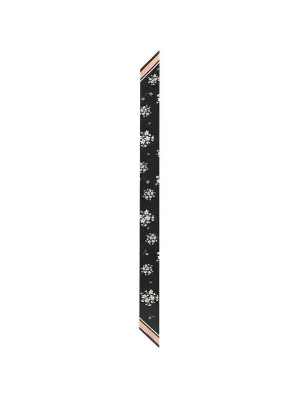Dolce & Gabbana 6x100 Geranium-print Silk Twill Bandeau Scarf - Black