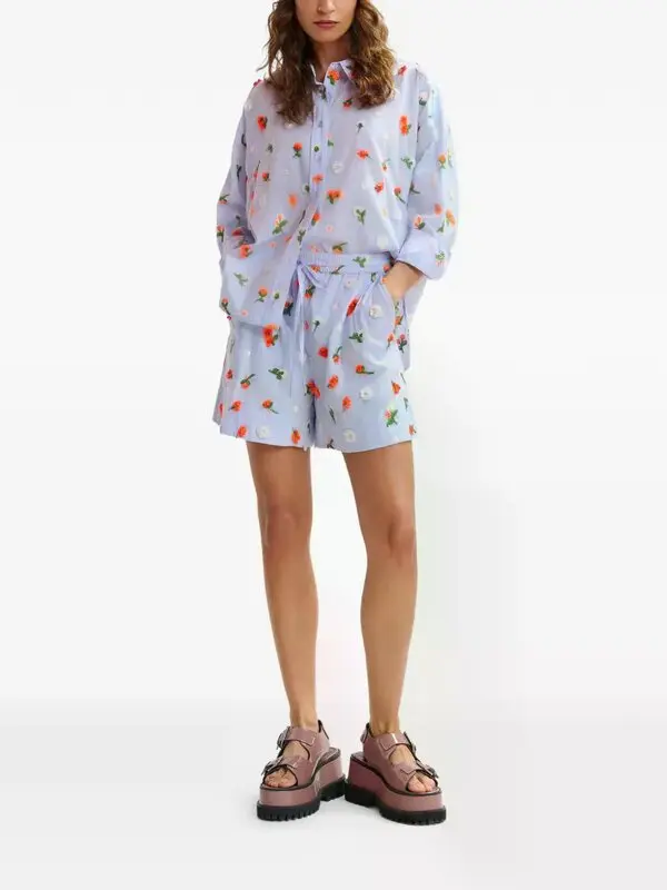 Essentiel Antwerp Floral Embellished Drawstring Shorts - Blue