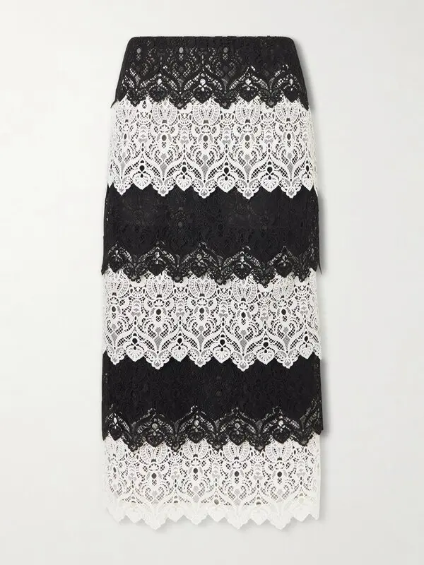 Carolina Herrera Lace Midi Skirt - Black