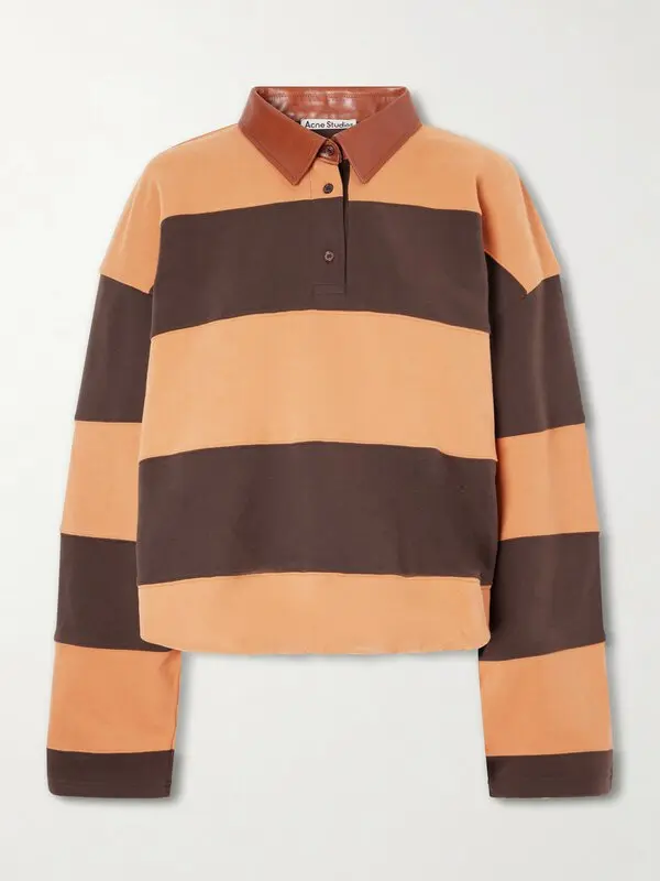 Acne Studios Striped Cotton-jersey Sweatshirt With Leather Collar