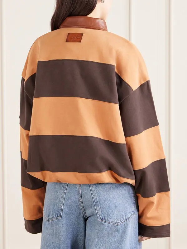 Acne Studios Striped Cotton-jersey Sweatshirt With Leather Collar