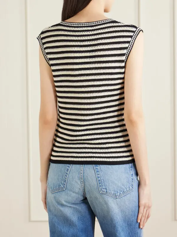 ANINE BING Lowen Striped Cotton-blend Sweater Vest