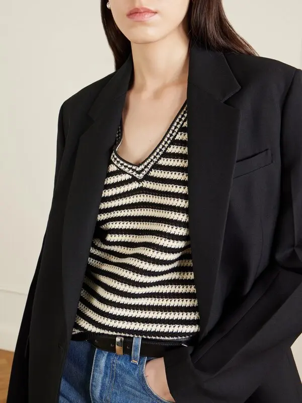 ANINE BING Lowen Striped Cotton-blend Sweater Vest