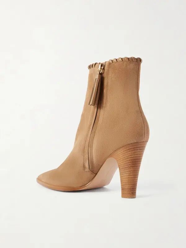 GIANVITO ROSSI Suede Whipstitched Ankle Boots - Brown