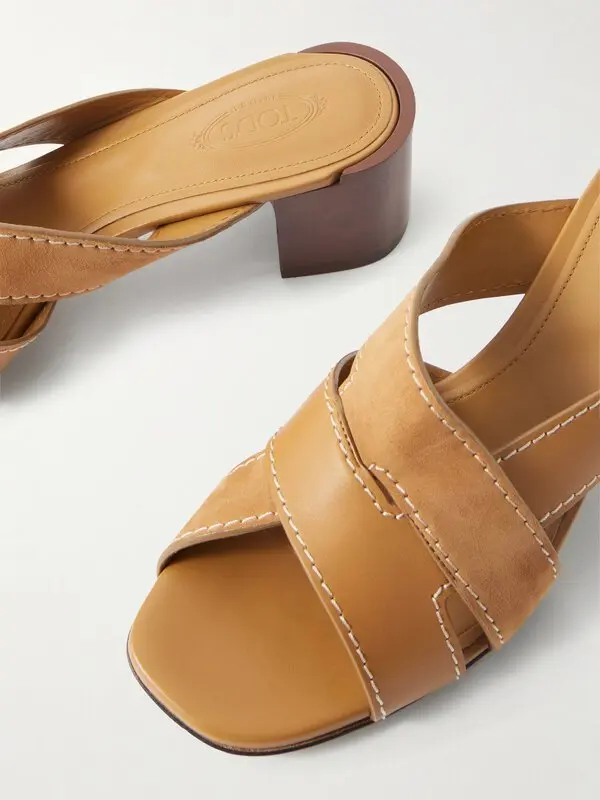 TOD'S Suede And Leather Mules - Brown