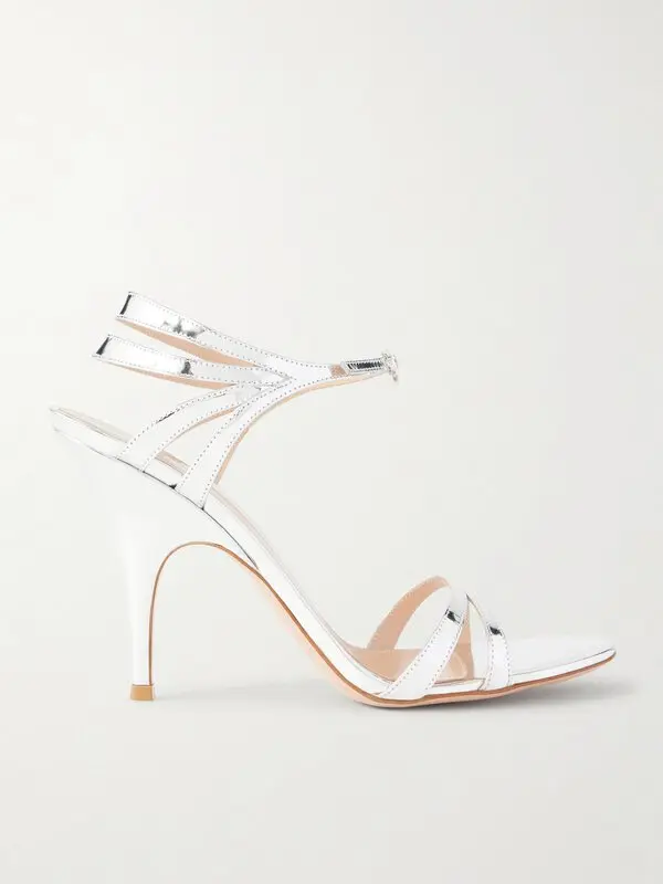 GIANVITO ROSSI 95 Mirrored-leather Sandals - Silver