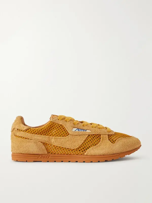 AUTRY Windspin Knit And Suede Trainers - Brown