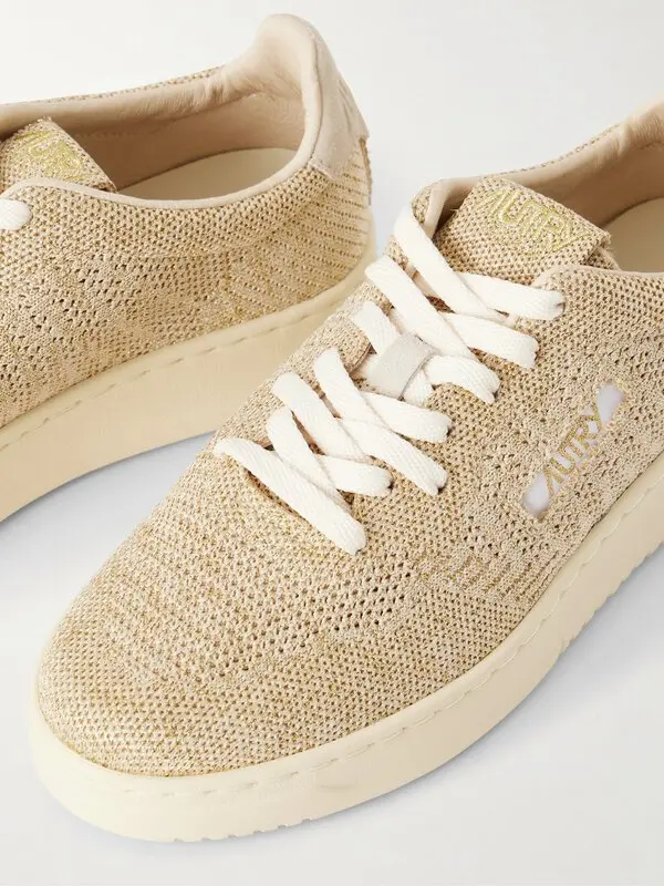 AUTRY Easyknit Suede-trimmed Metallic Knitted Sneakers