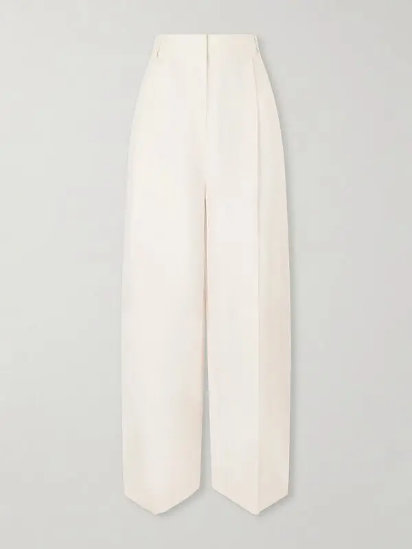 Loro Piana Lodger Linen And Wool-blend Wide-leg Trousers - Neutrals