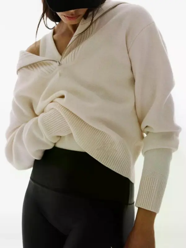 Perfect Moment Half Zip Ribbed Top - Neutrals