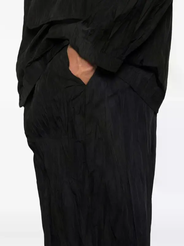 GONGDID DESIGN Crinkled Texture Drawstring Wide-leg Trousers