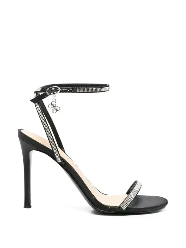 Guess Embellished Charm Detail Ankle Strap Sandals - Black