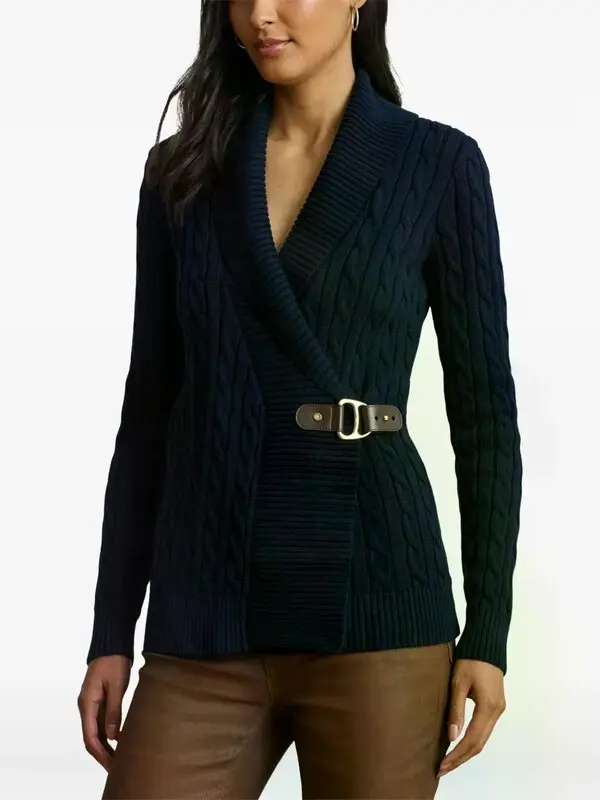 Ralph Lauren Cable Knit Belted Cardigan - Blue