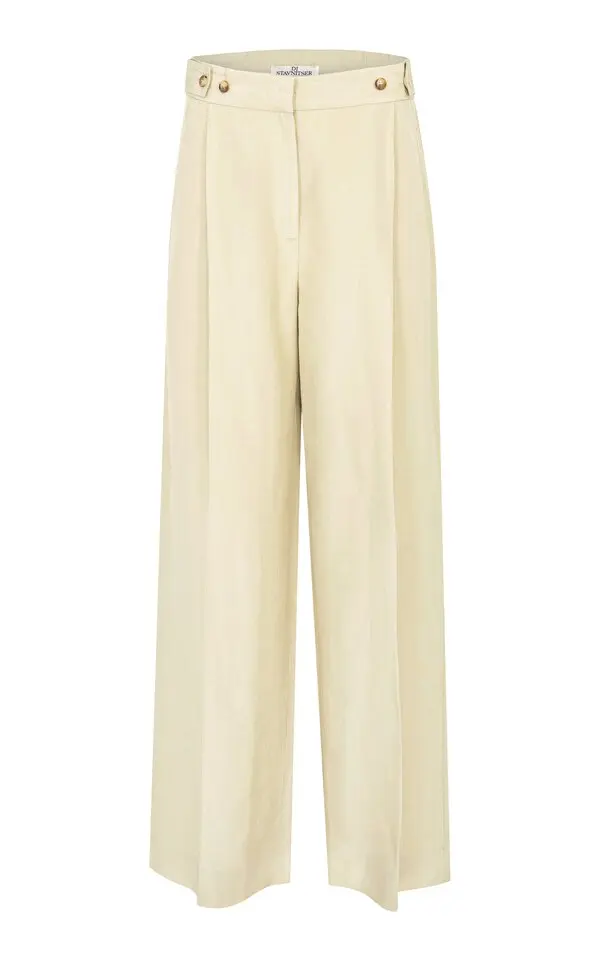 DI STAVNITSER Dahlia Mid-rise Linen-silk Wide-leg Pants - Neutral