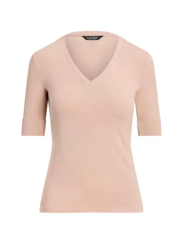 Ralph Lauren V-neck Cuffed Sleeve T-shirt - Neutrals