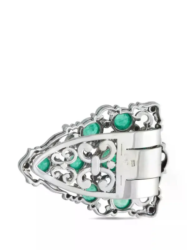 LB EXCLUSIVE 18k White Gold Emerald And Diamond Brooch