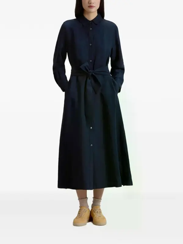 Woolrich Midi Shirt Dress With Belt And Side Slits